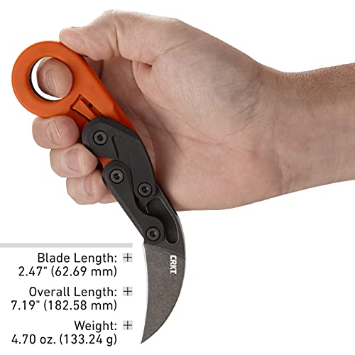 CRKT Provoke Orange Kinematic EDC Folding Pocket Knife: Morphing Karambit, Black Stonewash Stainless Steel Blade, Grivory Handle with Integrated Safety Lock, Low Profile Pocket Clip 4041O