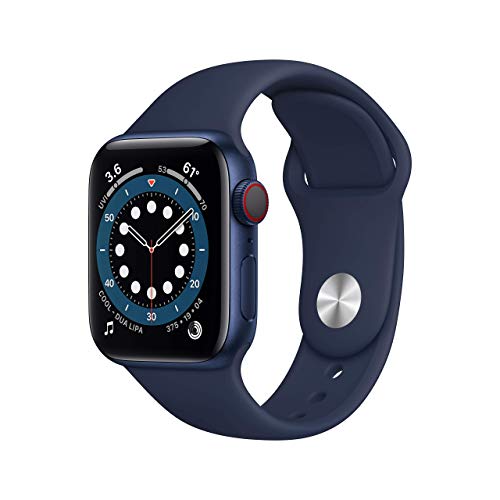 Apple Watch Series 6 (GPS + Cellular, 40mm) - Blue Aluminum Case with Deep Navy Sport Band (Renewed)