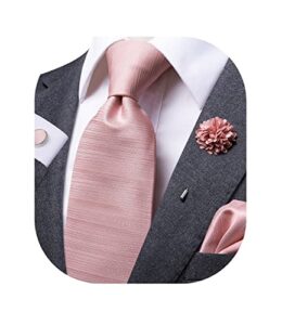 dubulle tie and lapel pin for men mens paisley/stripe/floral necktie pocket square cufflinks wedding party,blush pink rose gold