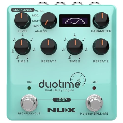 NUX Duotime Stereo Delay Pedal with Independent Time,Analog Delay,Tape Echo,Digital Delay,Modulation Delay and Verb Delay