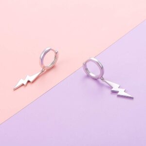 S925 Sterling Silver Lightning Bolt Dangle Drop Earrings for Womens