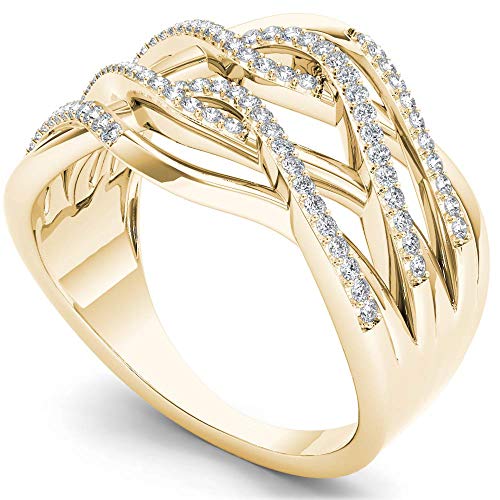 ARAIYA FINE JEWELRY 10K Yellow Gold Diamond Engagement Wedding Ring (1/6 cttw, H-I Color, I2 Clarity), Size 7