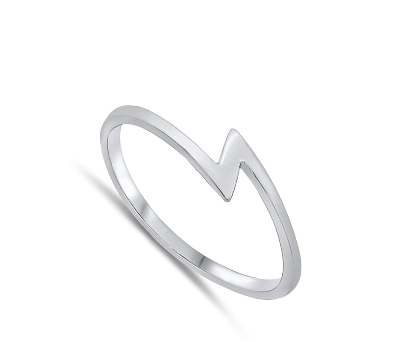 Zig Zag Lightning Bolt Ring New .925 Sterling Silver Band Size 5