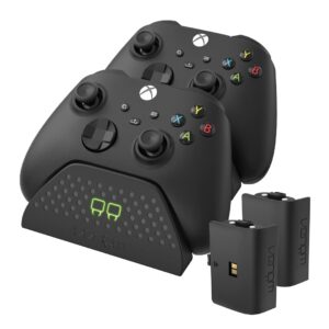 venom twin charging dock with 2x rechargeable battery packs - (xbox series x and s, xbox one) - black