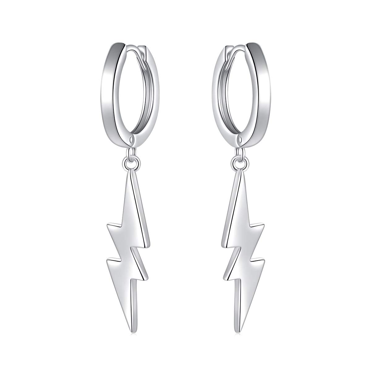 S925 Sterling Silver Lightning Bolt Dangle Drop Earrings for Womens