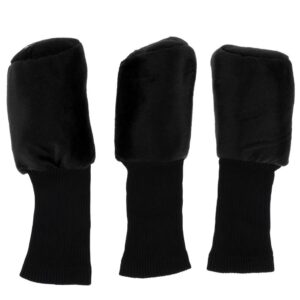 freneci pack of 3 golf club cover wood head cover protector long neck socks - black