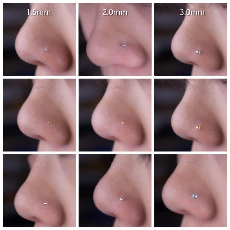 D.Bella 18G 20G 22G L Shaped Nose Studs Surgical Stainless Steel 1.5mm 2mm 2.5mm 3mm CZ Nose Rings For Women