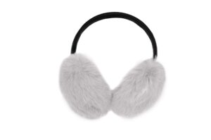 surell faux rex rabbit fur earmuffs with black adjustable pleather band - cute fluffy gray earmuffs women - adjustable fake fur ear muffs - fashionable winter ear muffs - comfortable headband - (grey)