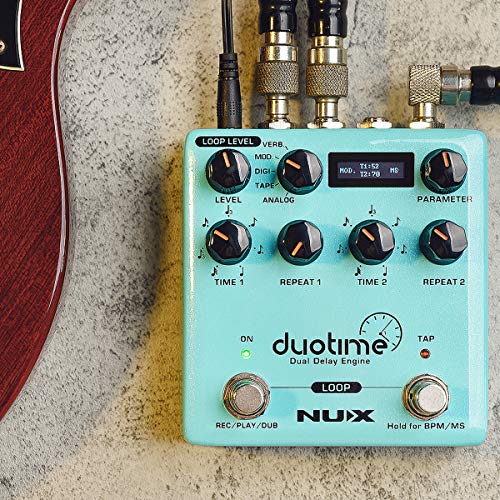 NUX Duotime Stereo Delay Pedal with Independent Time,Analog Delay,Tape Echo,Digital Delay,Modulation Delay and Verb Delay