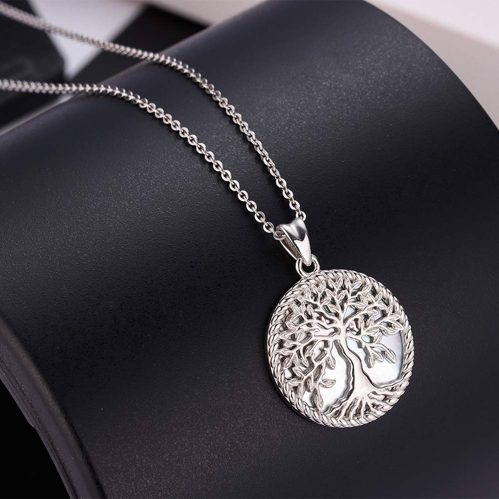 Aniu Tree of Life Necklace for Women Family Tree of Life Pedant Abalone Shell Tree Jewelry Birthday Anniversary Christmas Gifts Palm Tree Necklace for Mom Daughter Wife