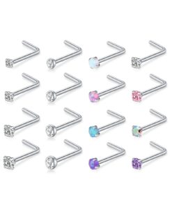 d.bella 18g 20g 22g l shaped nose studs surgical stainless steel 1.5mm 2mm 2.5mm 3mm cz nose rings for women