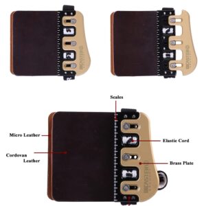 BICASTER Barebow Finger Tabs Horween Cordovan Leather + Brass Plate - Left Hand (Large)