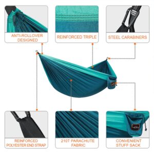 AnorTrek Camping Hammock, Super Lightweight Portable Parachute Hammock with Two Tree Straps Single or Double Nylon Travel Tree Hammocks for Camping Backpacking Hiking