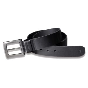 Carhartt Men's Burnished Leather Box Buckle Belt, Black with Black Finish, 40