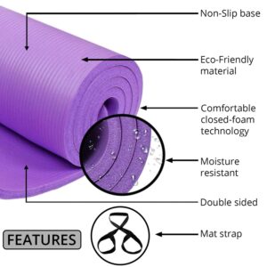 Shop LC Purple NBR Surface Yoga Mat Compact Non Slip Workout Fitness Exercise with Carrying Strap Birthday Gifts