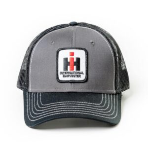 J&D Productions unisex-adult International Harvester IH Logo Hat, Gray with Black Brim and Mesh Back