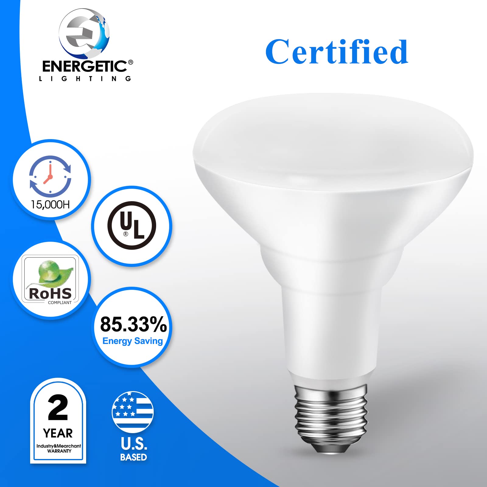 Energetic 12-Pack BR30 Dimmable LED Recessed Light Bulb, 11W=75W, 4000K Cool White, 900LM, Indoor Flood Light Bulb for cans, CRI85+, UL Listed