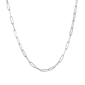 sunling stainless steel dainty paperclip link chain necklace for women with extension - silver and gold color