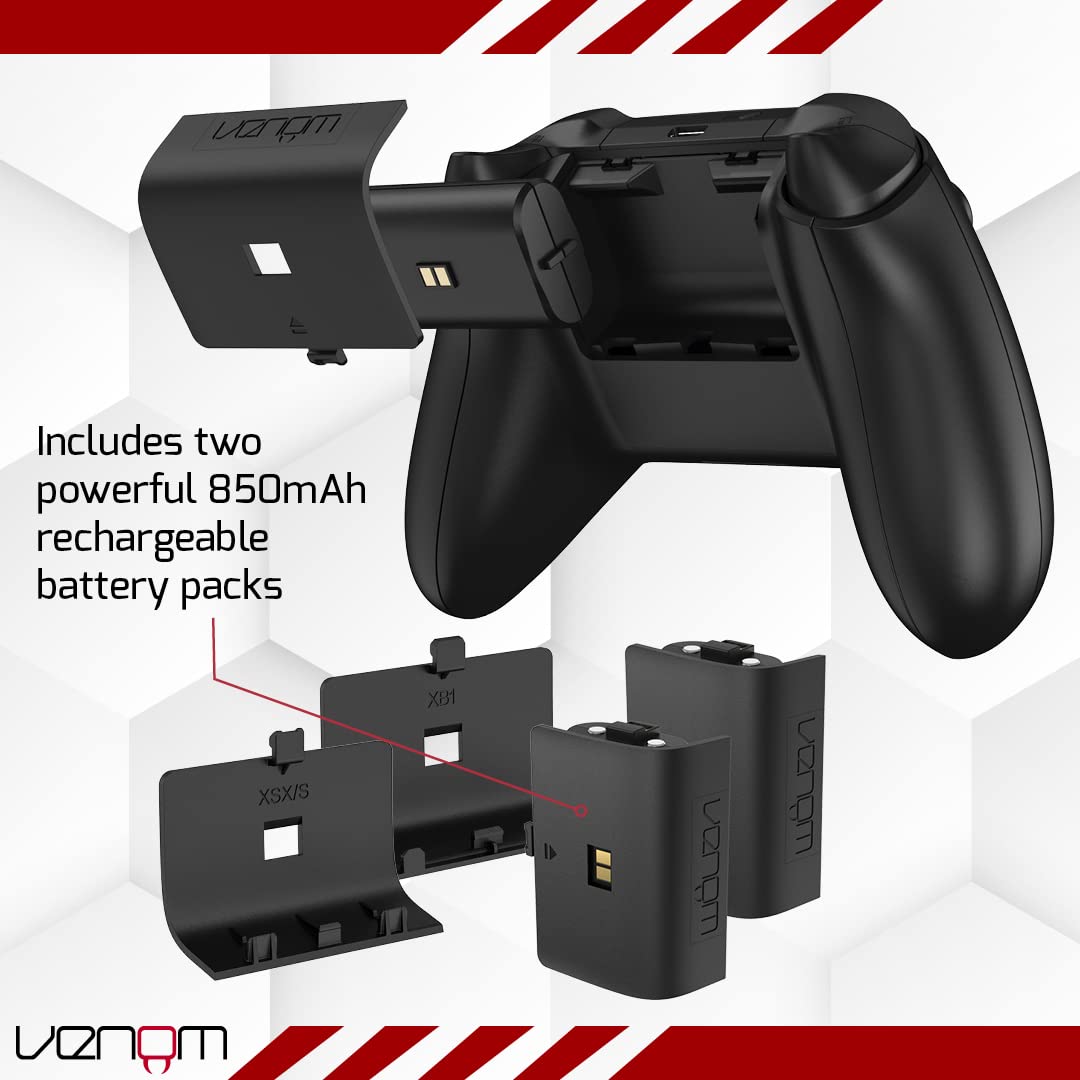 Venom Twin Charging Dock with 2X Rechargeable Battery Packs - (Xbox Series X and S, Xbox One) - Black