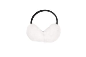 surell - faux rex rabbit fur earmuff with black adjustable pleather band - soft fuzzy headwarmer - fashion accessory - stylish comfort headwear (white)