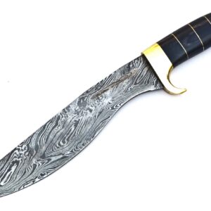 Skokie Knives Custom Hand Made Damascus Steel Hunting Knife Handle Black Pakka Wood with Brass Spacer