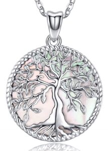 aniu tree of life necklace for women family tree of life pedant abalone shell tree jewelry birthday anniversary christmas gifts palm tree necklace for mom daughter wife