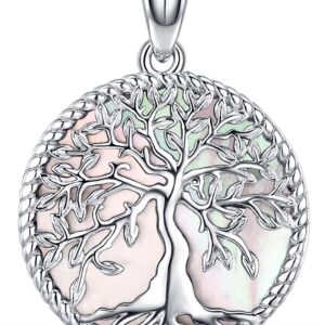 Aniu Tree of Life Necklace for Women Family Tree of Life Pedant Abalone Shell Tree Jewelry Birthday Anniversary Christmas Gifts Palm Tree Necklace for Mom Daughter Wife