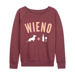 instant message - wieno wiener dog wino - women's french terry pullover - size large heather maroon