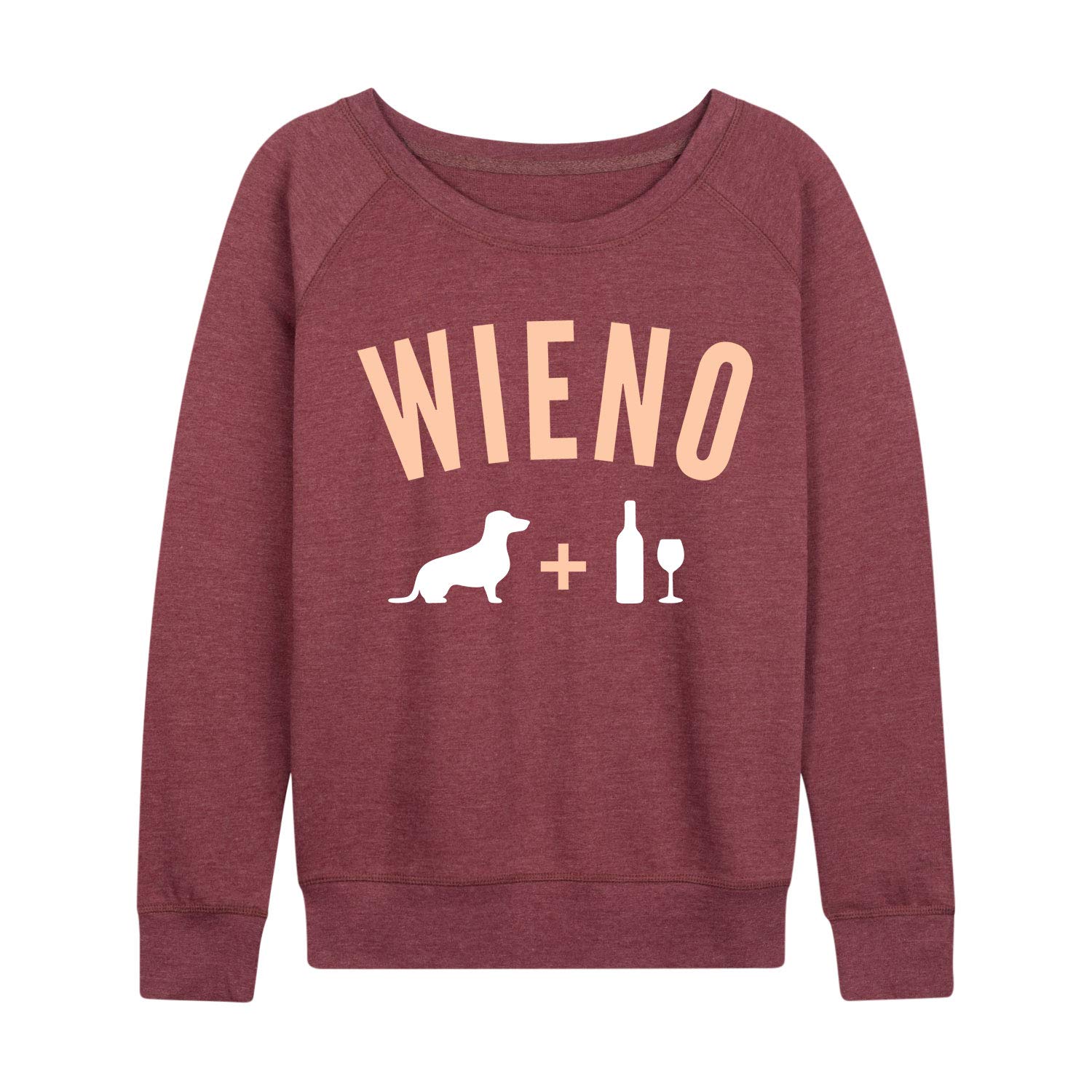 Instant Message - Wieno Wiener Dog Wino - Women's French Terry Pullover - Size Large Heather Maroon