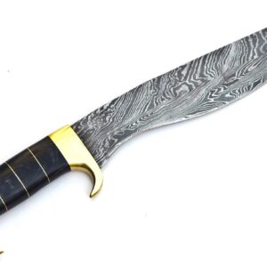 Skokie Knives Custom Hand Made Damascus Steel Hunting Knife Handle Black Pakka Wood with Brass Spacer