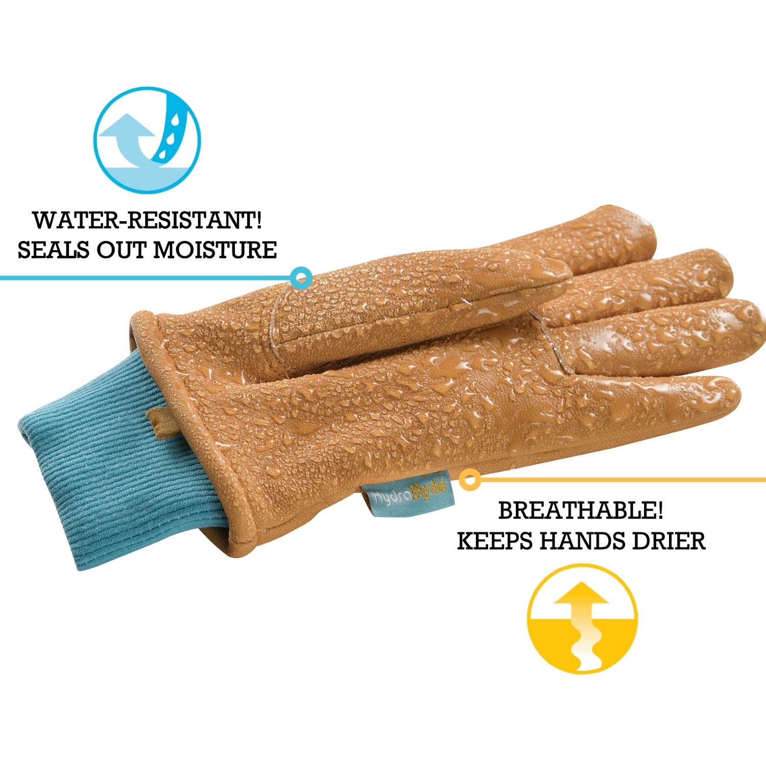 Wells Lamont Women's Warm HydraHyde Water-Resistant Grain Leather Winter Gloves, Tan, Medium (1085M)