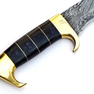 Skokie Knives Custom Hand Made Damascus Steel Hunting Knife Handle Black Pakka Wood with Brass Spacer