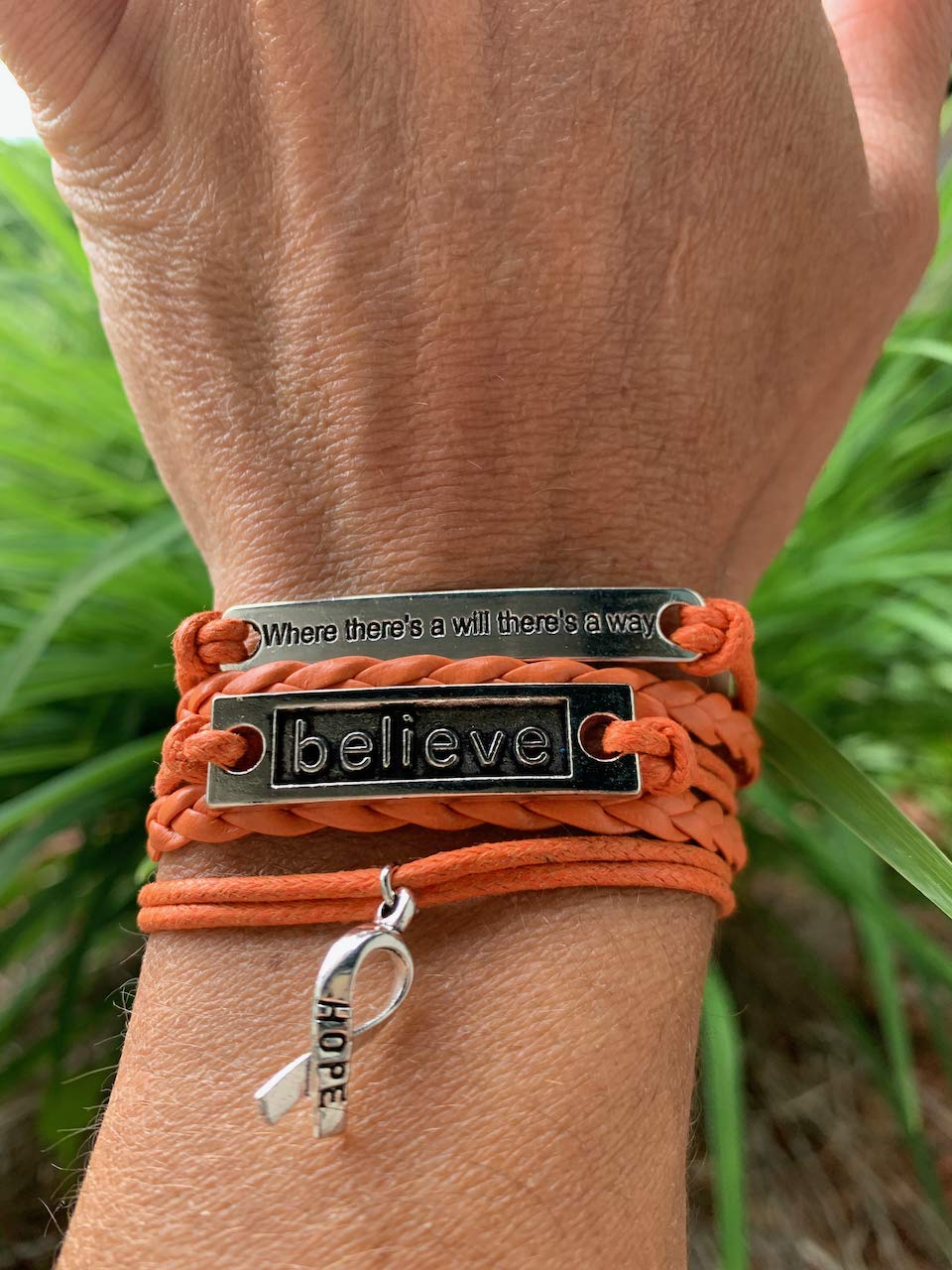 Infinity Collection Orange Ribbon Bracelet, Where There is a Will There is a Way Leukemia Awareness, MS Awareness, Self Injury, Kidney Cancer, ADHD, Malnutrition Awareness, Awareness Jewelry