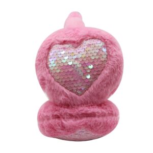 Suillty Sequins Heart Shape Winter Ear muffs Warmer Faux Fur Adjustable Earmuffs for Women Girls