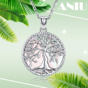 Aniu Tree of Life Necklace for Women Family Tree of Life Pedant Abalone Shell Tree Jewelry Birthday Anniversary Christmas Gifts Palm Tree Necklace for Mom Daughter Wife