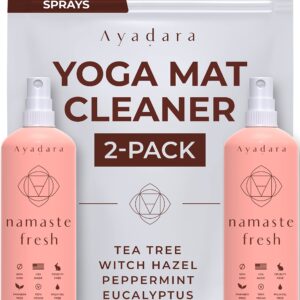 Ayadara Yoga Mat Cleaner Spray, Cleaning Spray for Yoga Accessories, All Purpose Mat Spray for Gym Equipment, Workout Mat Spray With Tea Tree Oil, Yoga Mat Spray Cleaner, 1000 Sprays per Bottle 2-Pack