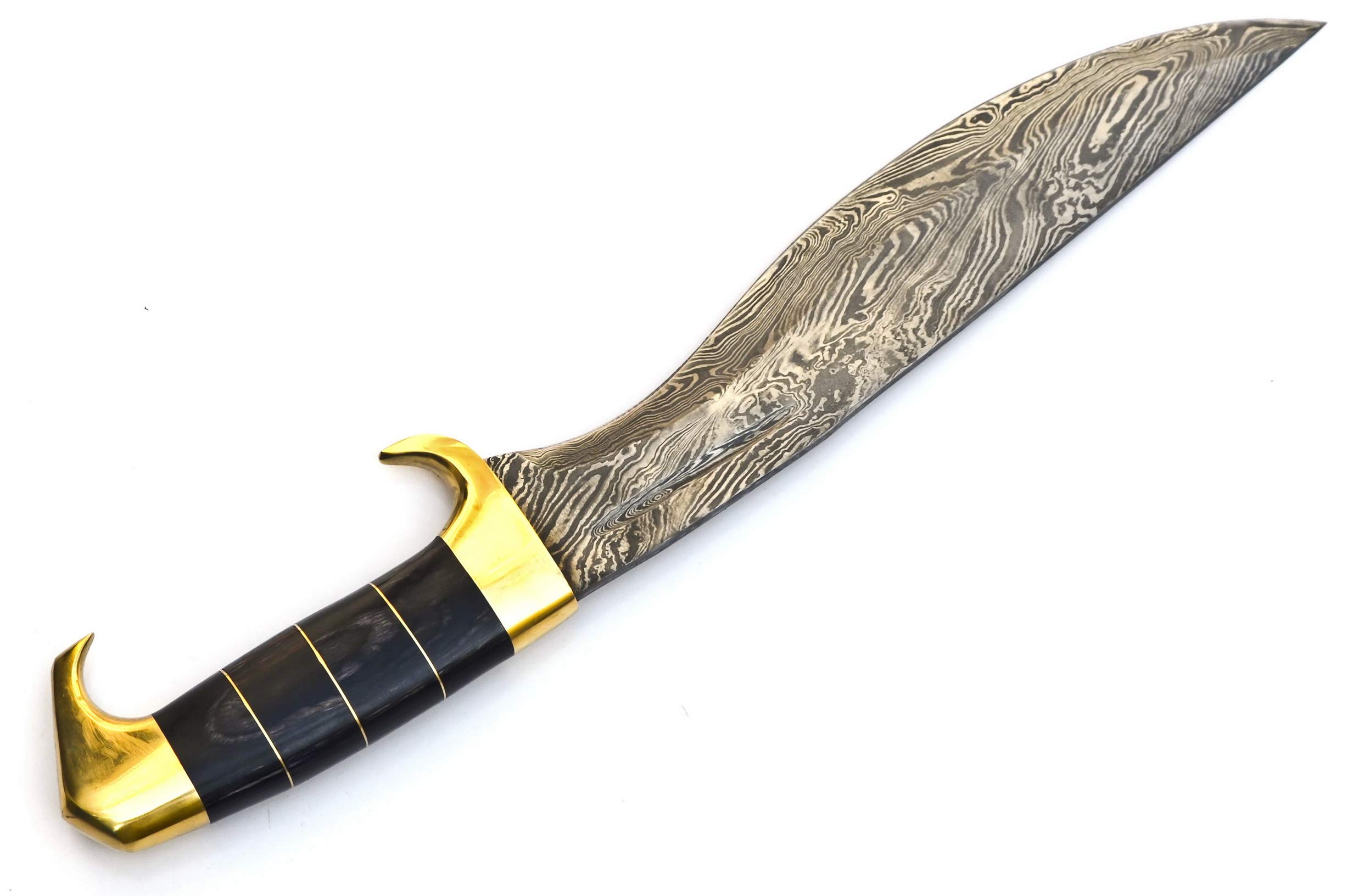 Skokie Knives Custom Hand Made Damascus Steel Hunting Knife Handle Black Pakka Wood with Brass Spacer