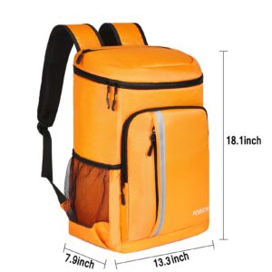 FORICH Backpack Cooler Leakproof Insulated Waterproof Backpack Cooler Bag, Lightweight Soft Beach Cooler Backpack for Men Women to Work Picnics Camping Hiking, 30 Cans (Orange)