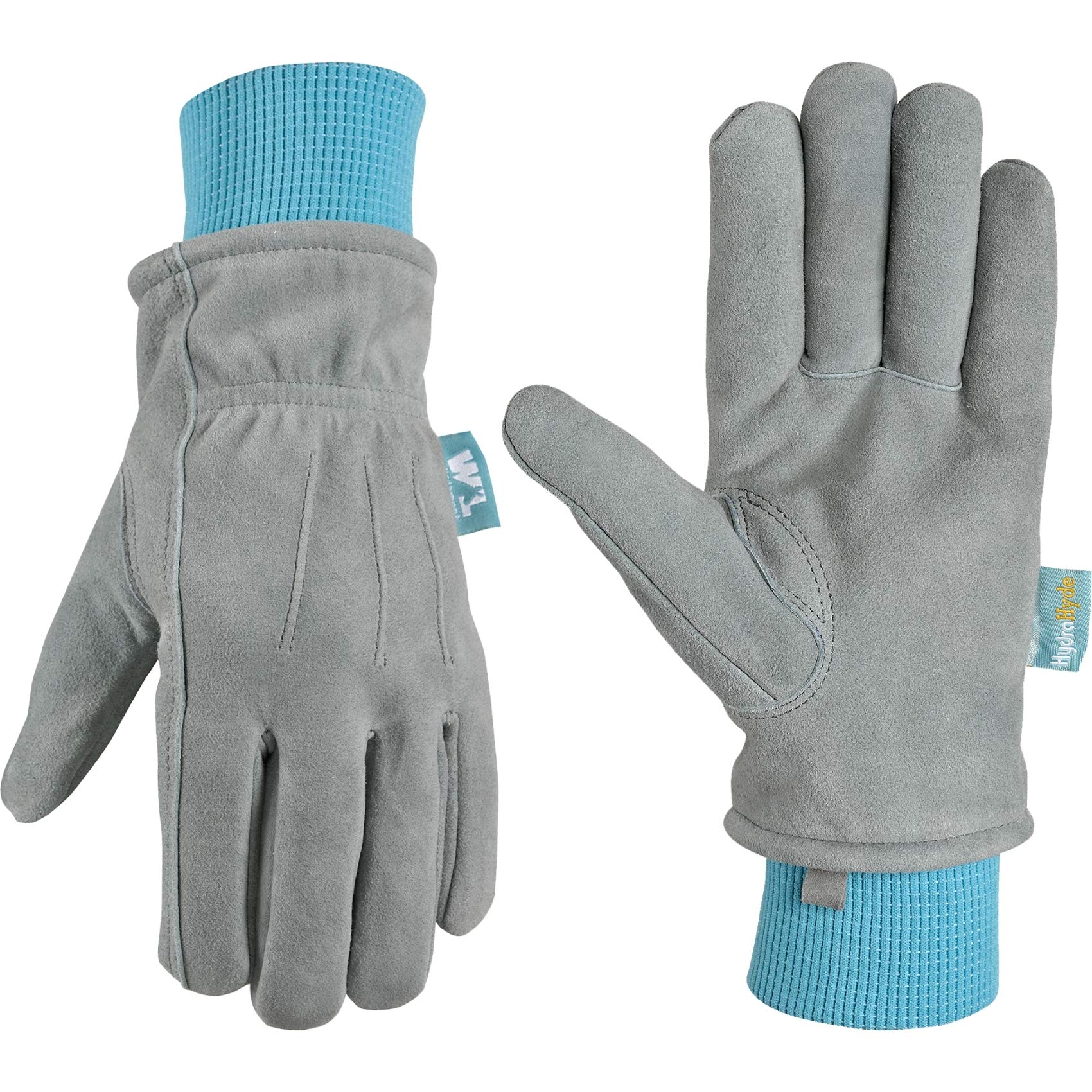 Wells Lamont Women's Winter HydraHyde Water-Resistant Warm Leather Gloves, Medium 1083M, Gray