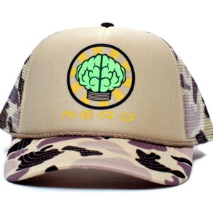 N.E.R.D Custom Truckers Hat Nerd Cap Unisex Adult Adjustable Multi Colors (Tan/Camo)