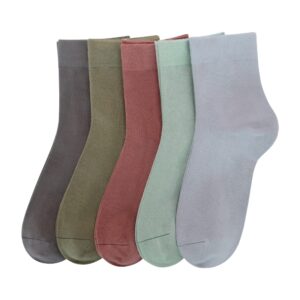 serisimple women thin bamboo socks crew lightweight above ankle casual dress sock for ladies bootie trouser 5 pairs (assorted2, large)