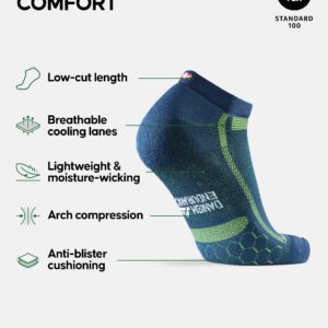 DANISH ENDURANCE 3 Pack Low-Cut Long Distance Running Socks, Men & Women, Multicolor (1x Black/Grey, 1x Blue/Yellow, 1x Grey/Black), US Women 11-13 // US Men 9.5-12.5