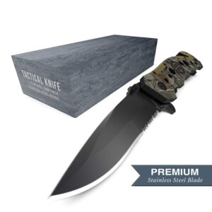 Swiss Safe 3-in-1 Tactical Knife for Military and First Responders - Hunting Camouflage