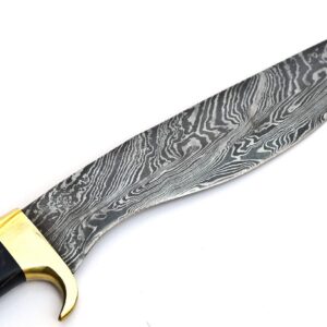 Skokie Knives Custom Hand Made Damascus Steel Hunting Knife Handle Black Pakka Wood with Brass Spacer