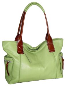 brenna leather tote (leaf)