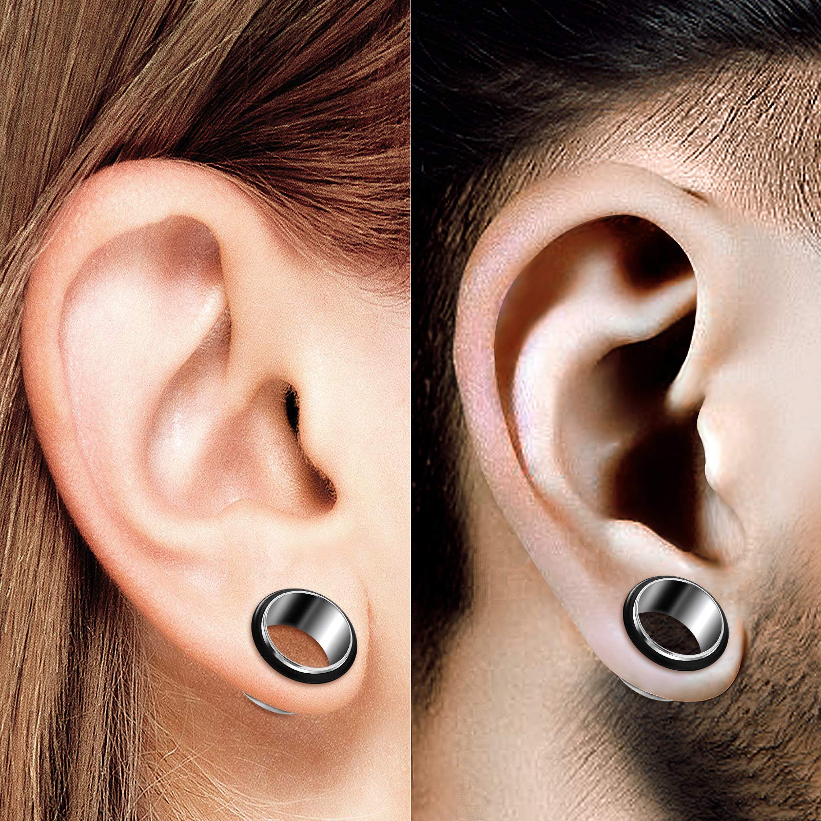 BIG GAUGES Pair of 316L Surgical Steel 3/4 19mm Single Flared Flesh Tunnel Plugs Piercing Jewelry Stretcher Ear Earring Lobe BGST 10707