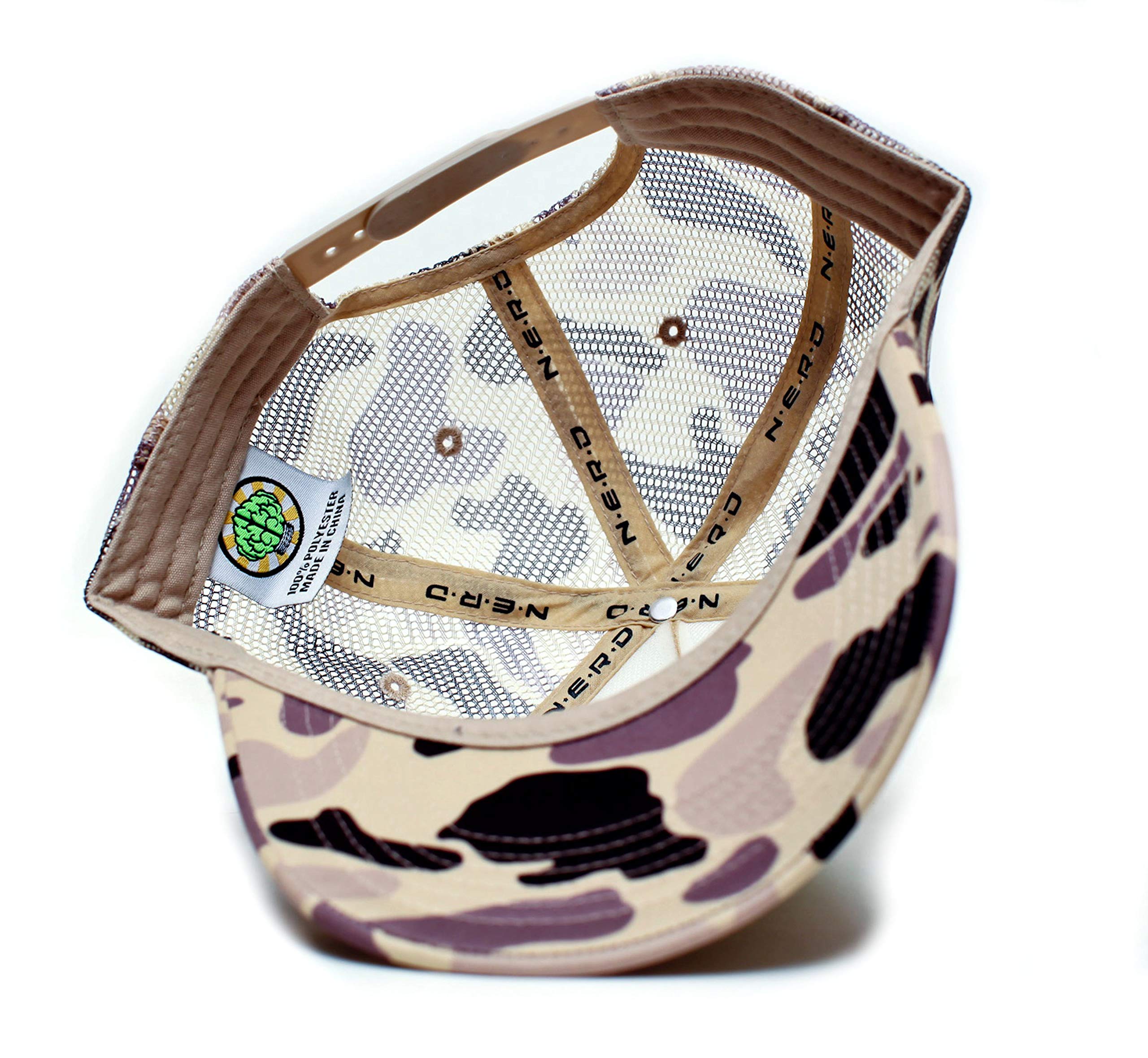 N.E.R.D Custom Truckers Hat Nerd Cap Unisex Adult Adjustable Multi Colors (Tan/Camo)