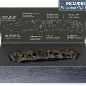 Swiss Safe 3-in-1 Tactical Knife for Military and First Responders - Hunting Camouflage