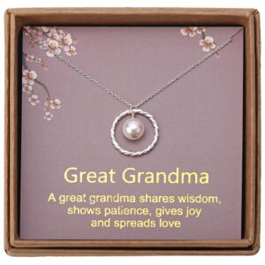 gifts for great grandma - sterling silver twisted eternity ring with pearl great grandma necklace - great grandma birthday christmas best great grandma gifts jewelry