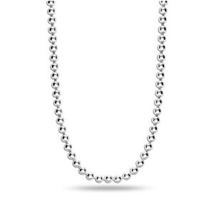 lecalla 925 sterling silver italian 3mm diamond-cut bead ball strand chain necklace for teen and women 16 inches, made in italy